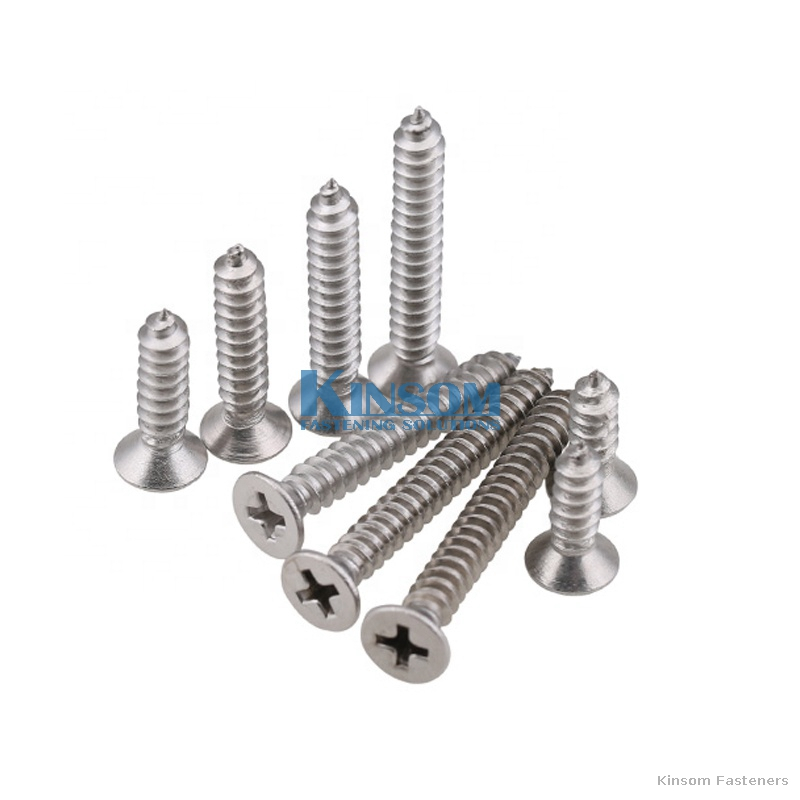 Stock DIN 7982 ss 304 cross recessed countersunk head tapping screws standard fasteners from ...
